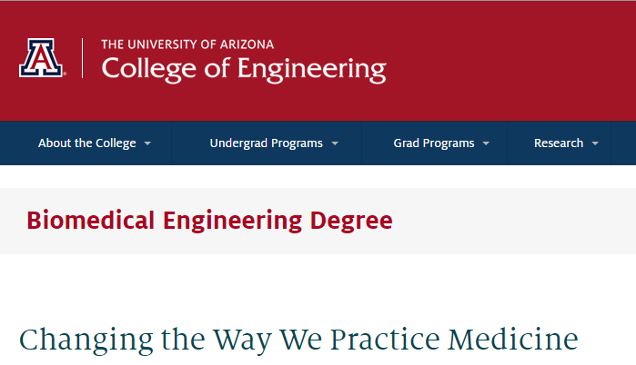 Biomedical Engineering Undergraduate Degree Program, University of Arizona, USA